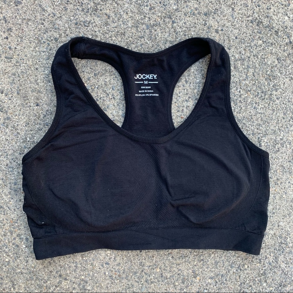Jockey Black Racer Back Chest Padded Sports Bra| M - Gem